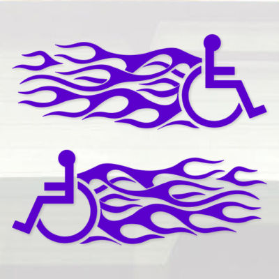 Handicapped Handicap Wheelchair Fast Flames Wheeled-Chair 12x4.5" Decal ...