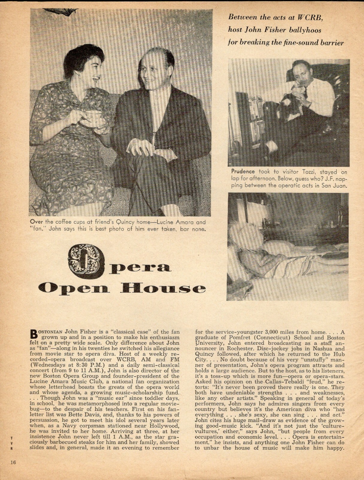 1959 WCRB RADIO ARTICLE~JOHN FISHER hosts OPERA OPEN HOUSE Boston ...