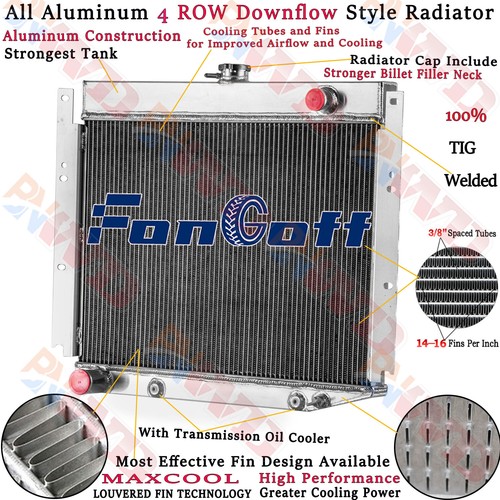4 Row Aluminum Radiator For Dodge D100 D200 D300 W100 W200 W300 6.3L ...
