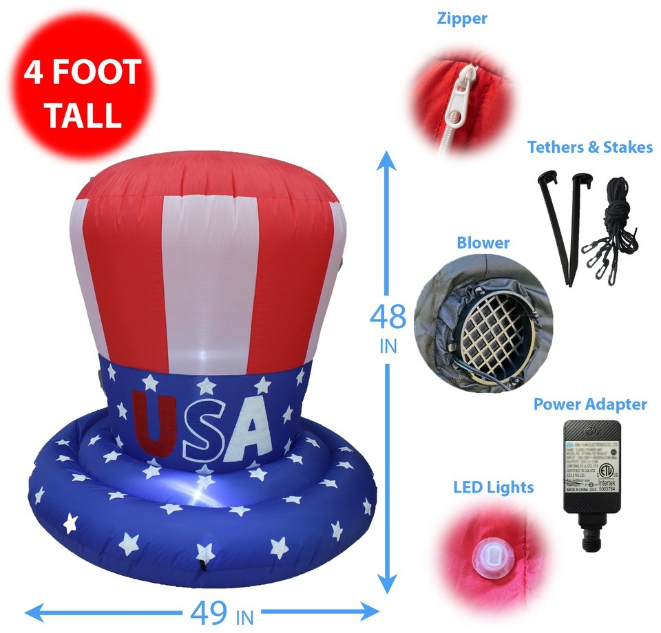 PATRIOTIC INFLATABLE AMERICAN FLAG 4TH OF JULY UNCLE SAM STAR SPANGLE ...