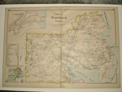 1895 WARWICK, RI., MAP REMOVED FROM THE EVERTS & RICHARDS ATLAS OF 1895 ...