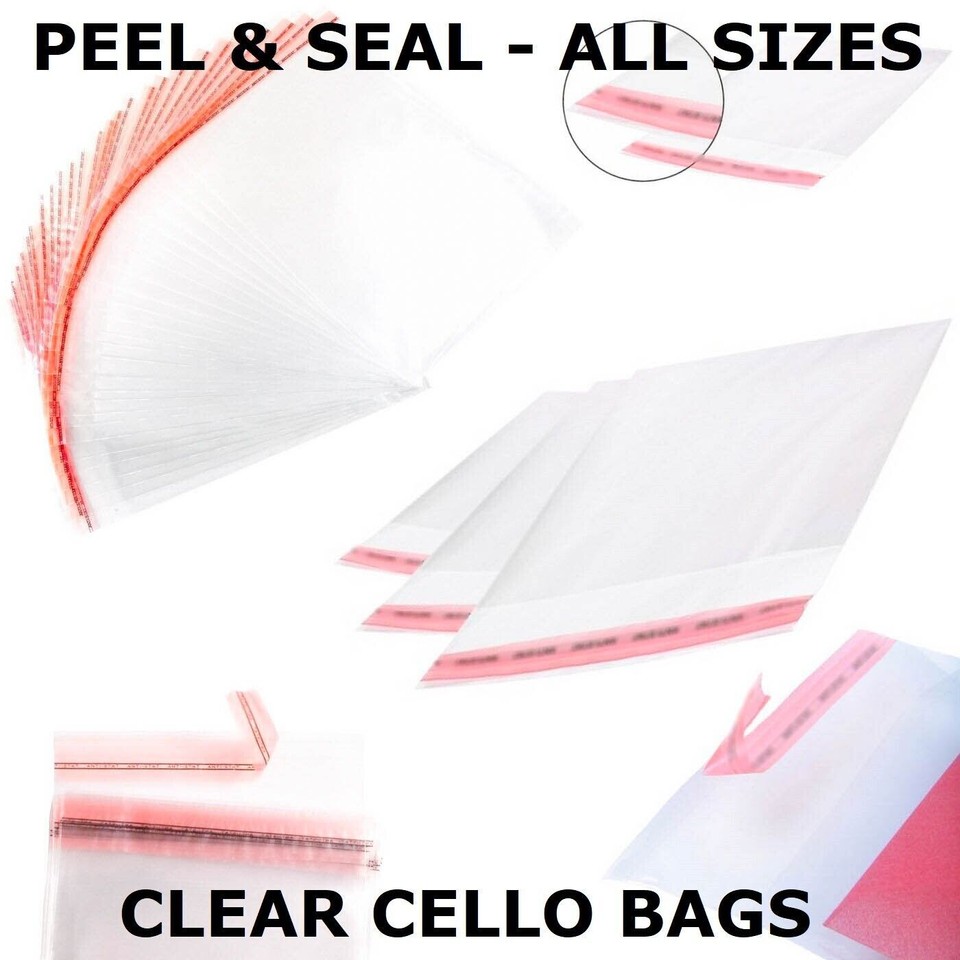 CLEAR CELLO CARD BAGS CELLOPHANE SELF SEAL LARGE SMALL CARD A3 C4 A4 C5 ...