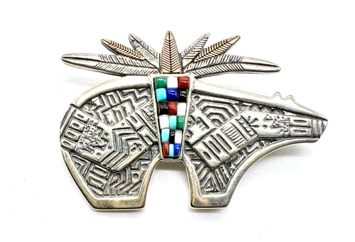 Carolyn Pollack Roderick Tenorio STERLING & 14k BEAR Pendant Brooch ...