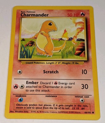 Charmander - Base Set - 46/102 - Unlimited - Pokemon Card - Near Mint ...