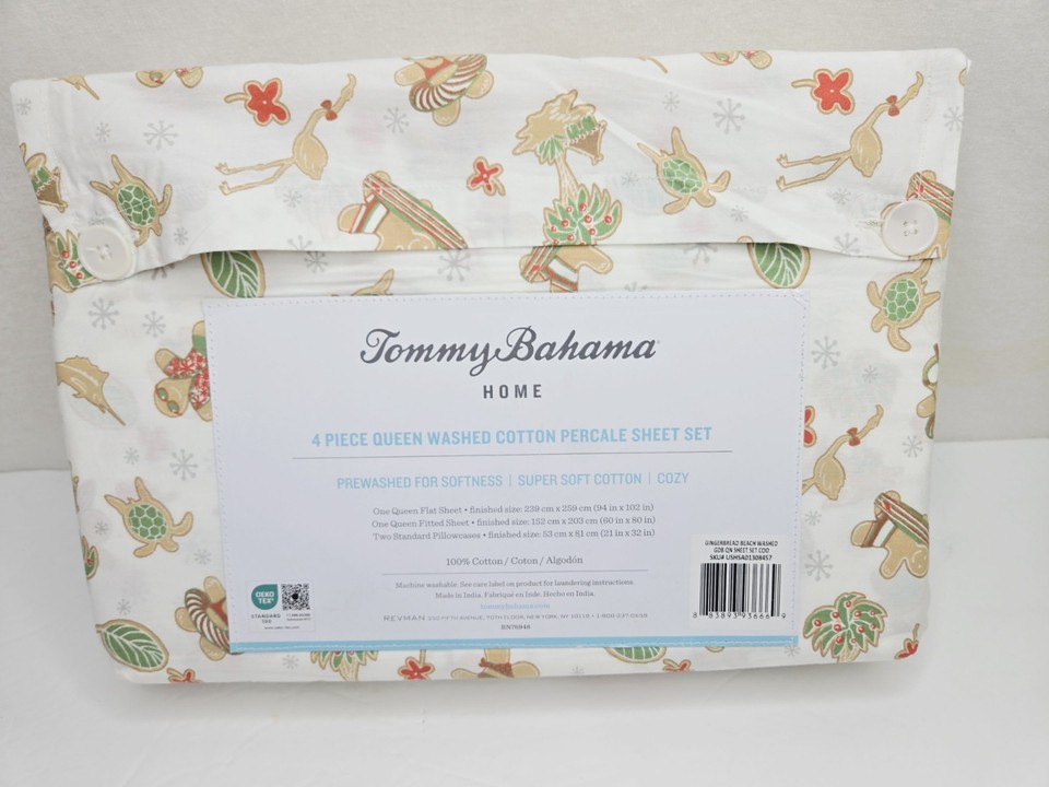 Tommy Bahama Queen Sheet Set Gingerbread Beach Washed 100% Cotton | eBay