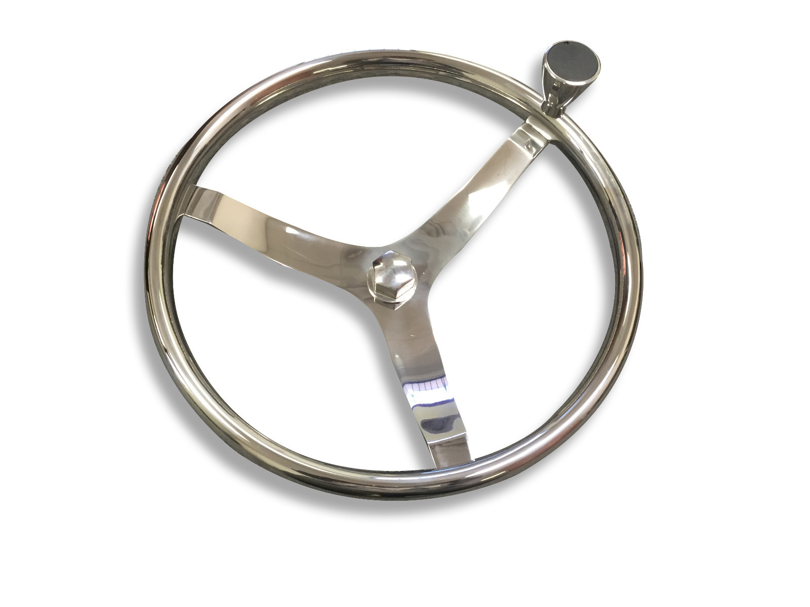 MARINE BOAT 3 SPOKE SS STEERING WHEEL TURNING KNOB FINGER GRIPS 13-1/2 ...