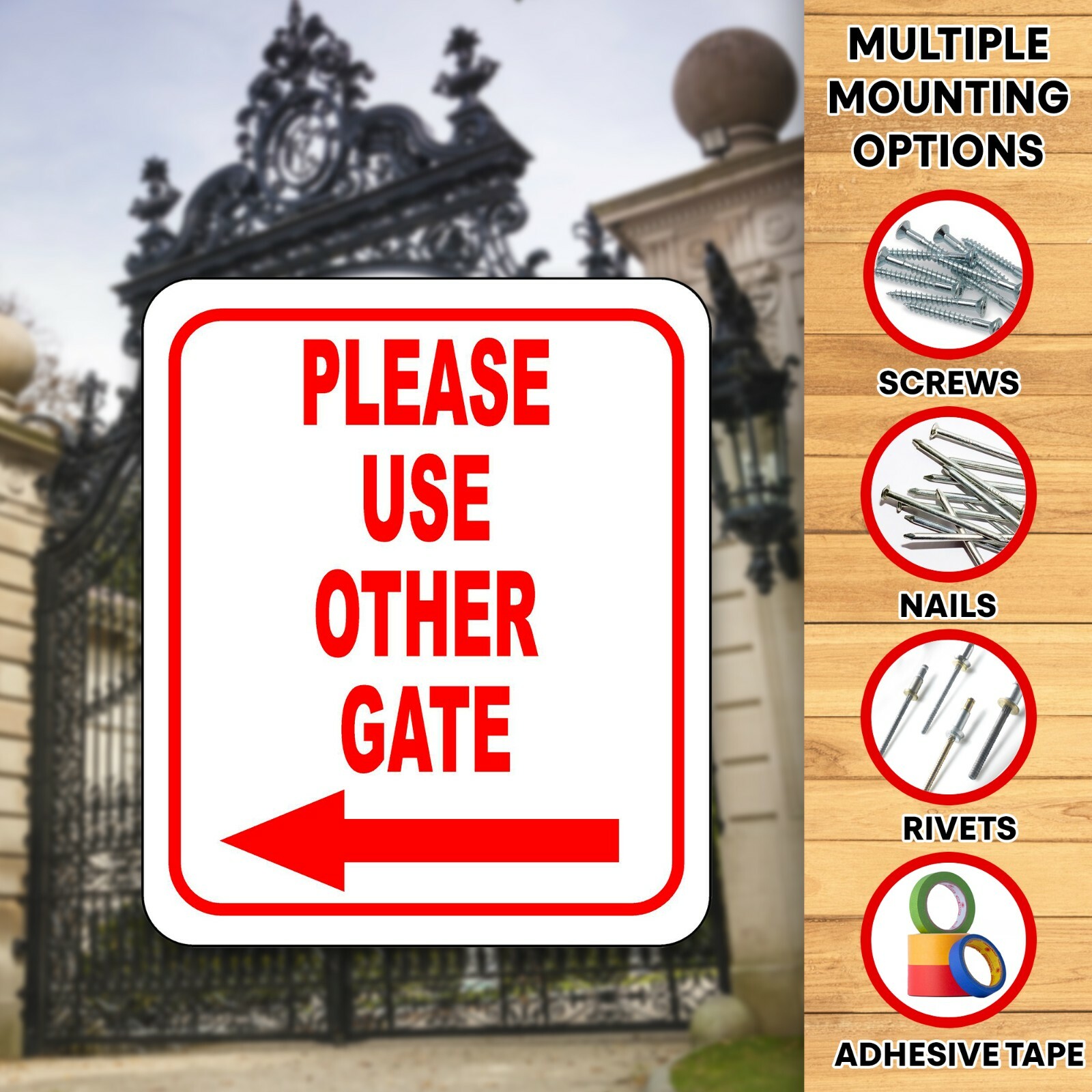 Please use other gate Left Arrow Aluminum Composite Sign | eBay
