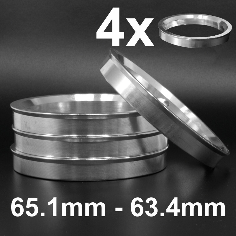 4x Aluminium metal Spigot Rings 65,1-63,4 Car Alloy Wheel Hub centric ...