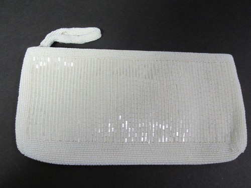 Vintage White Beaded Evening Clutch Bag - Exquisite for Wedding, Formal ...