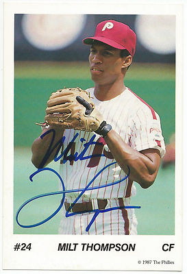MILT THOMPSON Autographed Signed 1987 Tastykake Postcard Philadelphia ...