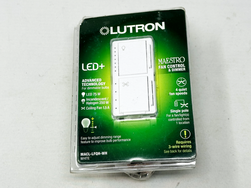 Lutron MACL-LFQH-WH Maestro Fan Control and Light Dimmer for LED ...