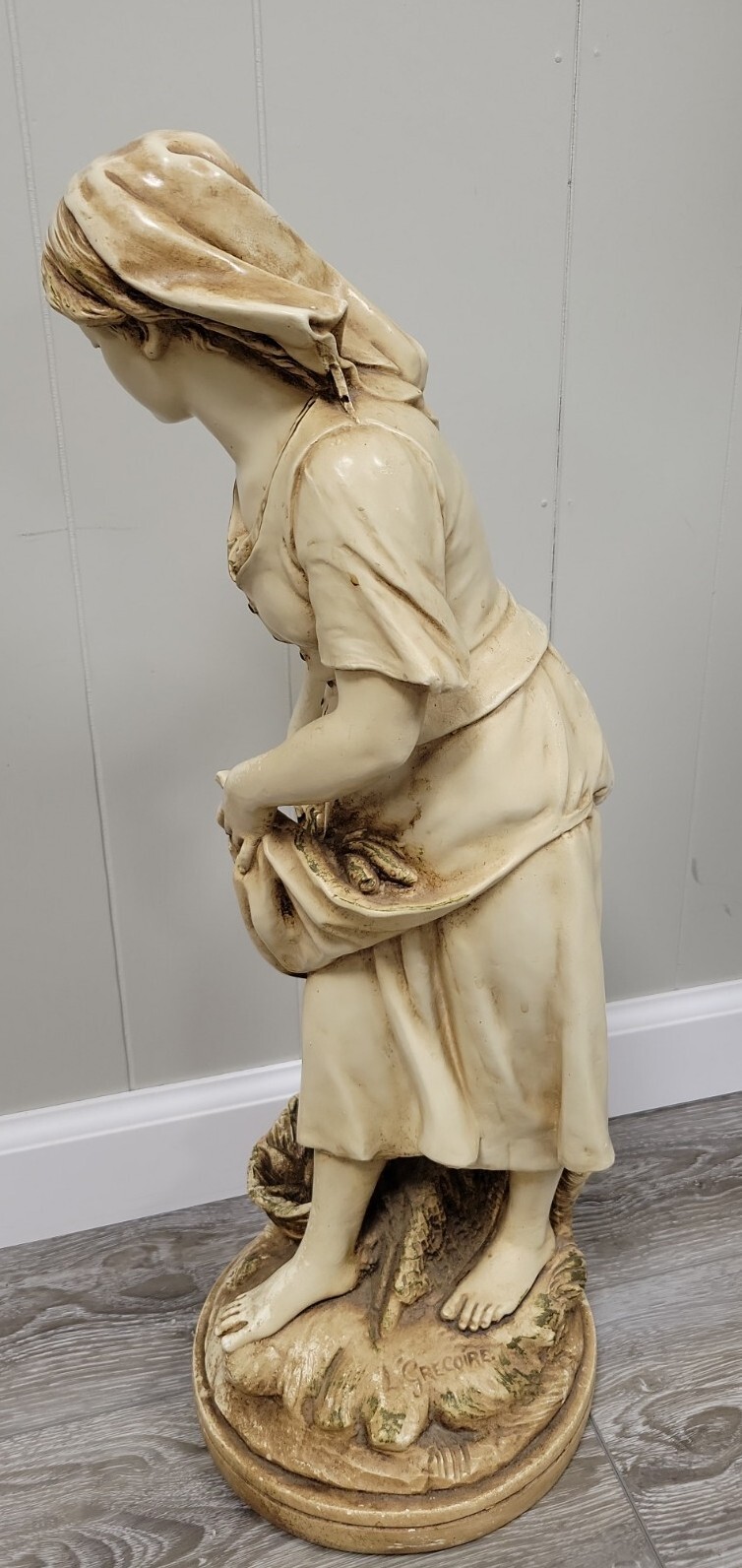 RARE L GREGOIRE MARWAL Chalkware Statue Maiden Woman with Fish LARGE | eBay