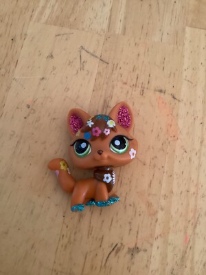 littlest pet shop (LPS) #2341 Flower Fox Red And Brown With Glitter ...