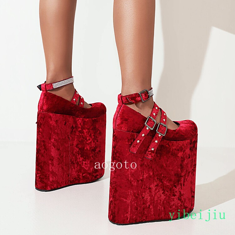 Women's Super High Platform Wedge Heel Nightclub Shoes Rhinestones ...