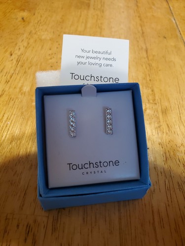 Touchstone Crystal Pave Bar Pierced Earrings, Rhodium NEW | eBay