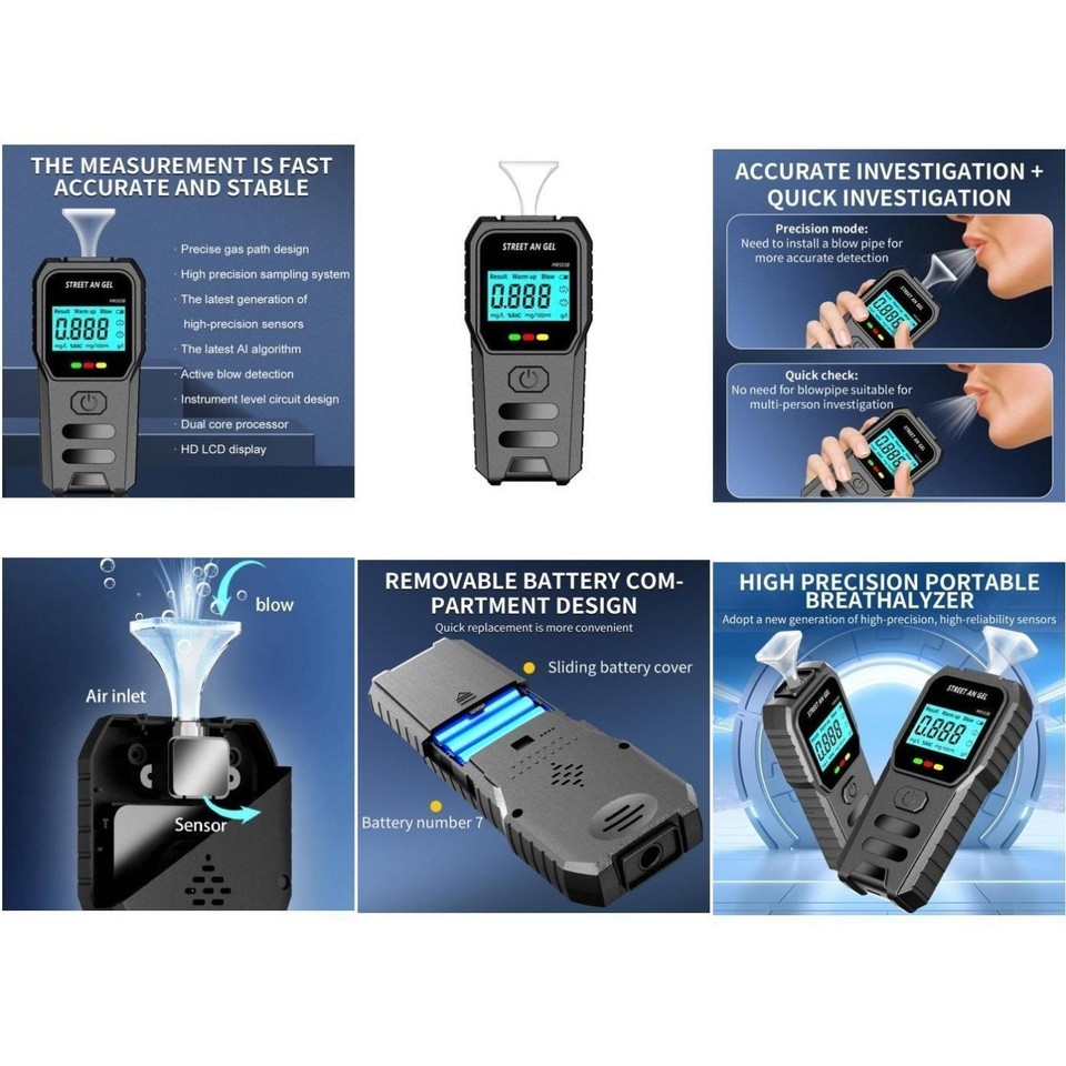 Portable Alcohol Tester with Voice Notification and LED Digital Display ...