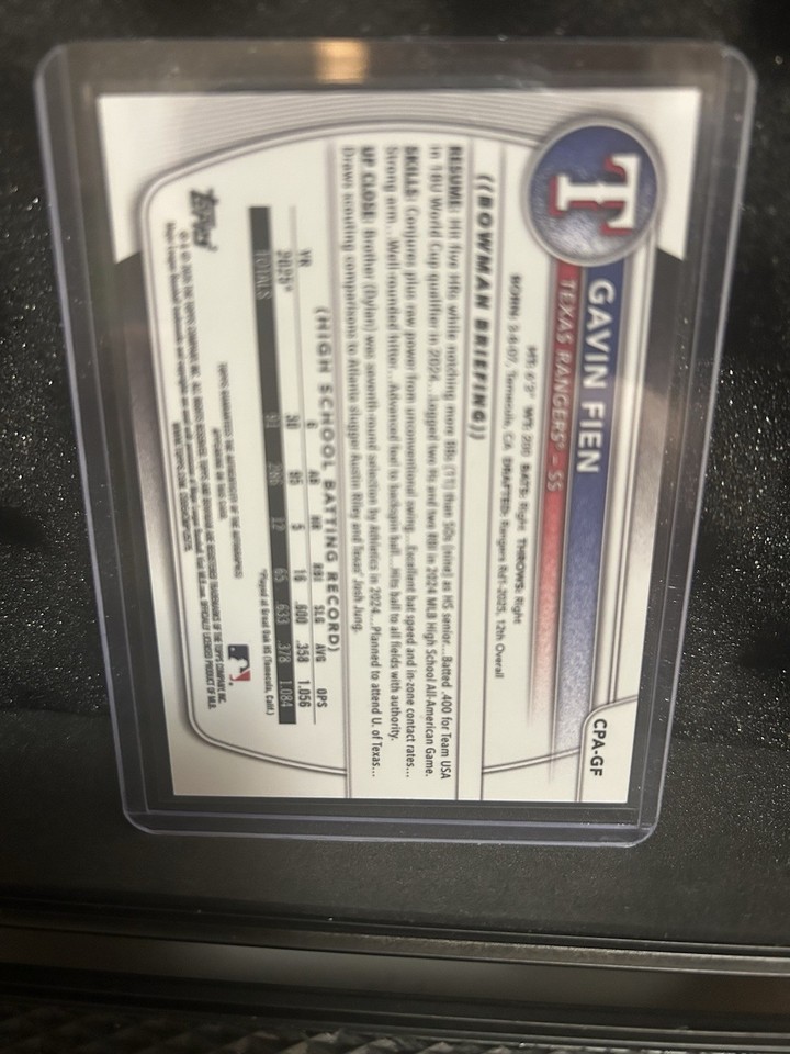 2025 Bowman Draft Gavin Fien Gold Wave Auto 41/50 Bowman 1st CPA-GF | eBay