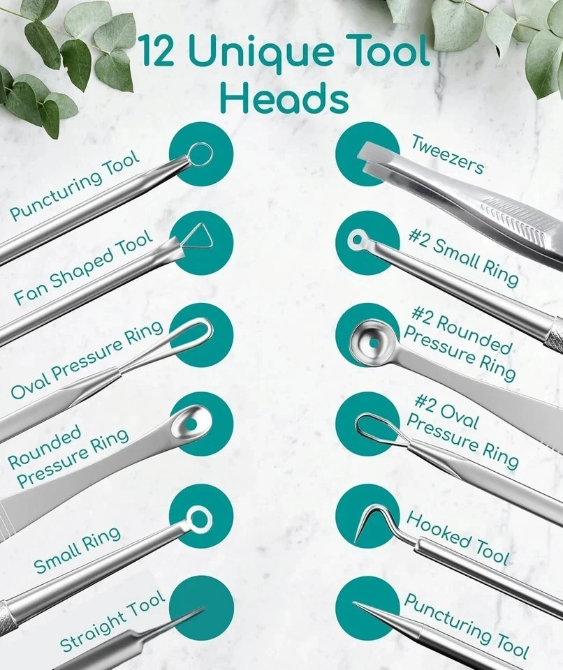 Blackhead Remover Tools - Effective Spot Treatment Popping Kit for Acne ...