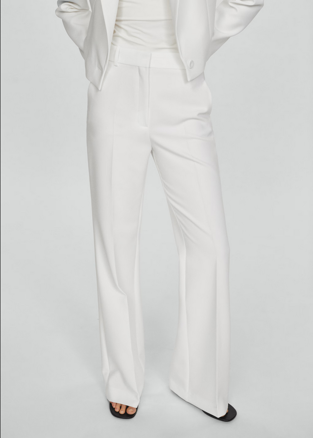NWT MANGO MNG $90 WHITE STRAIGHT SUIT TROUSER PANTS SZ 36 US 4 | eBay