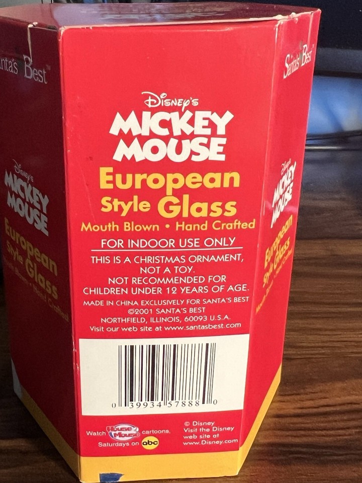 Minnie Mouse Disney Mickey Mouse European Styled Blown Glass Christmas ...