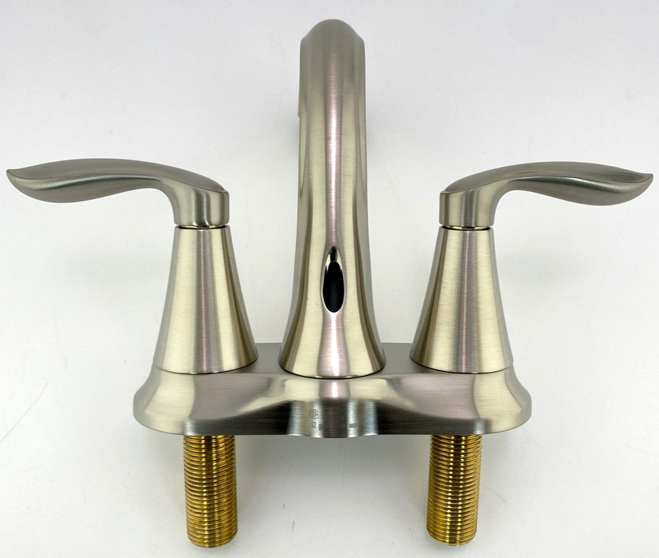 MOEN 6410BN Eva 2-Handle Centerset Bathroom Faucet w Drain - Brushed ...
