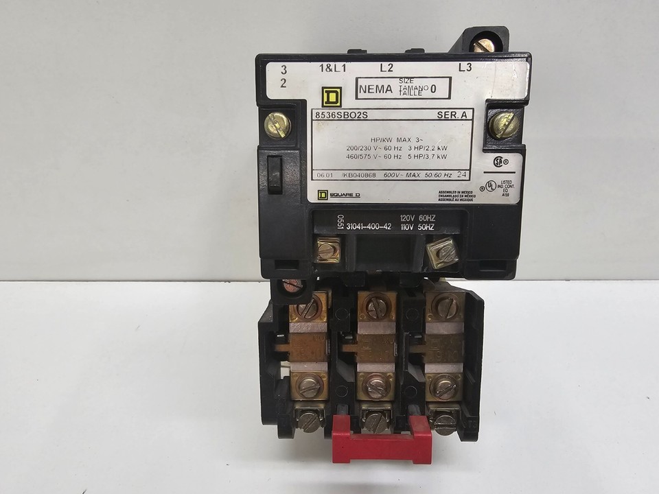 GOOD USED! SQUARE D NEMA SIZE 0 110/120V COIL MOTOR STARTER 8536SBO2S ...