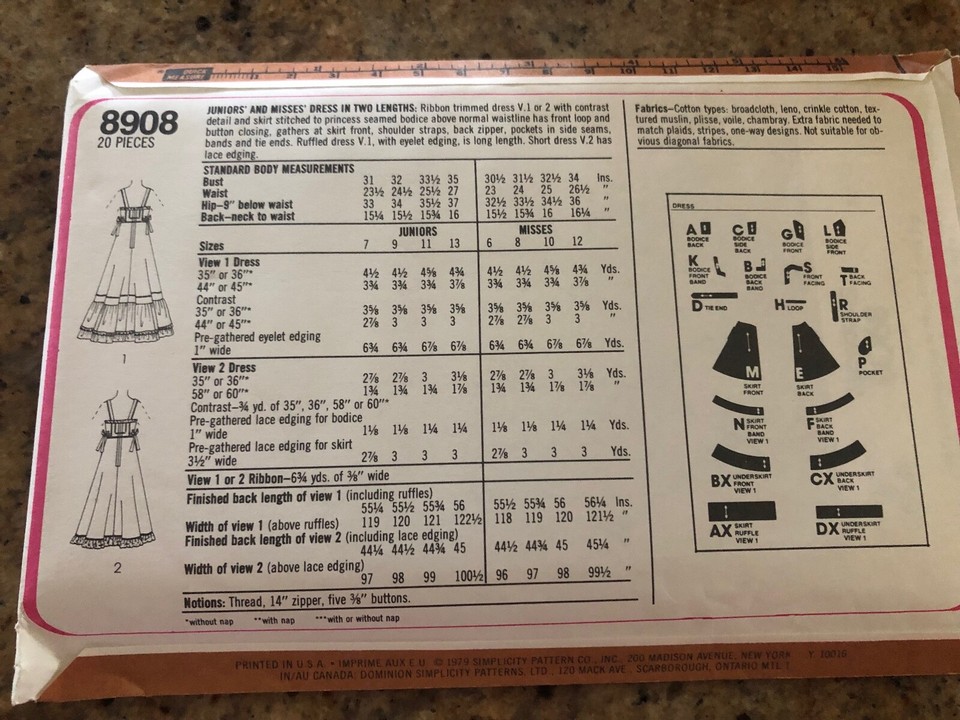 🌷1979 UNCIRCULATED SIMPLICITY #8908 - LADIES "GUNNE SAX" DRESS PATTERN ...