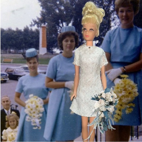 Barbie Vtg 1970's Shillman Maddie Mod White Silver Mini Wedding Dress ...