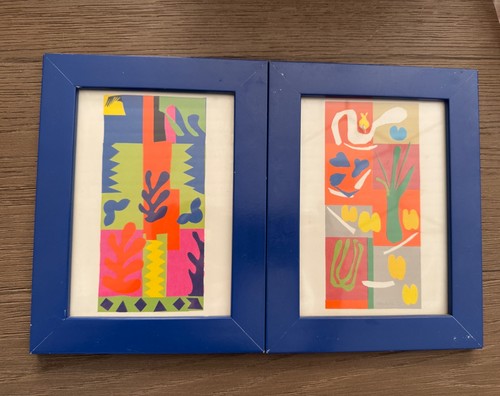 Henri MATISSE Set Of 2 Vintage Framed Art Prints 8” x 6" Paper Cut Outs ...