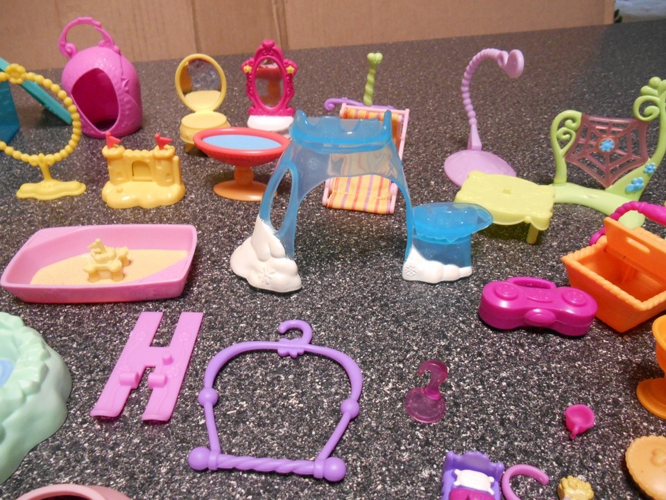 HUGE LOT Littlest Pet Shop Accessories Food Clothes Toys Swings LPS ...