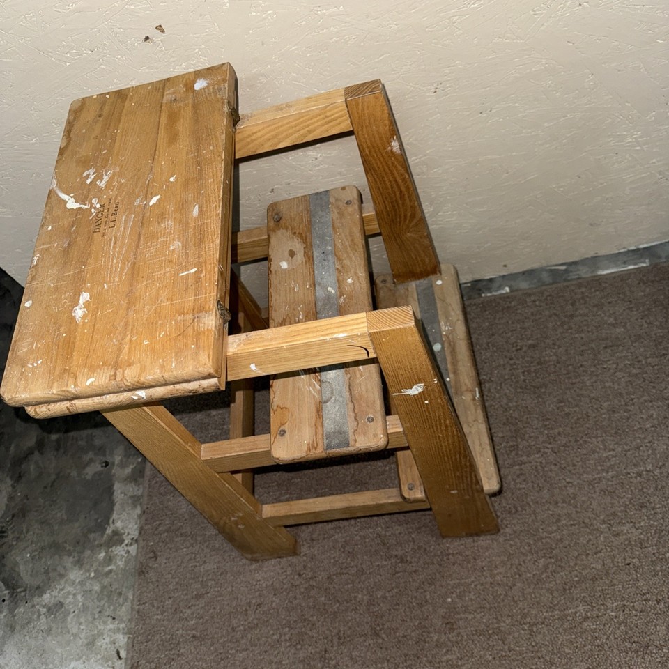 Vtg L L Bean Wooden 3 Step Stool Ladder Chair * Rare* Plant Stand ...
