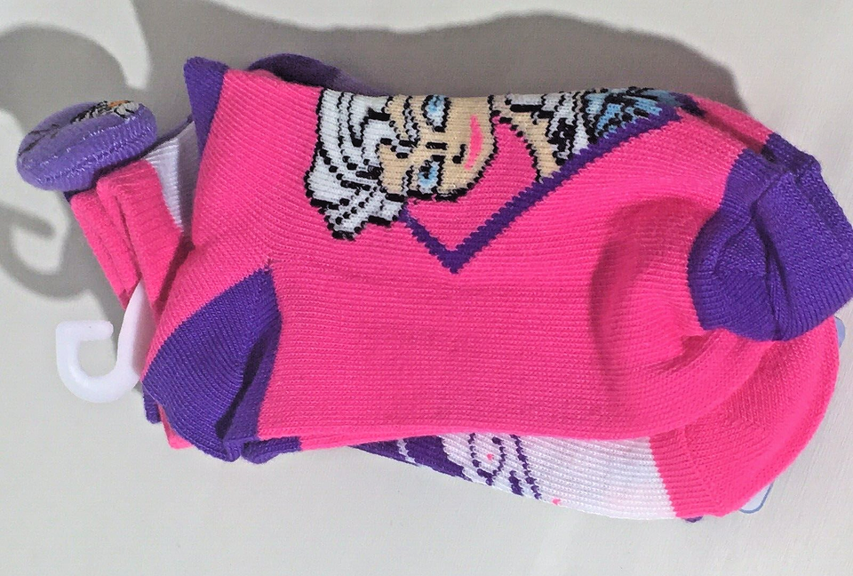 Disney Frozen Girls No Show Socks SZ 6-8 3-Pk Elsa Anna Olaf Purple ...