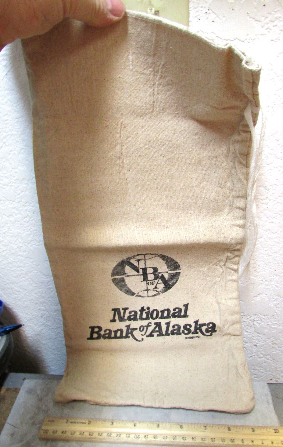 vintage Alaska bank canvas deposit bag, National Bank of Alaska, 18 x 9 ...