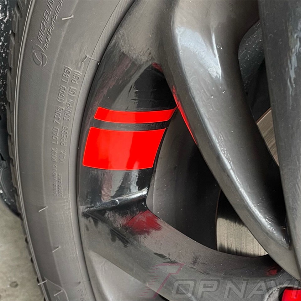 6 PCS Reflective Car Wheel Sticker Accessories Red Car Body Moldings ...