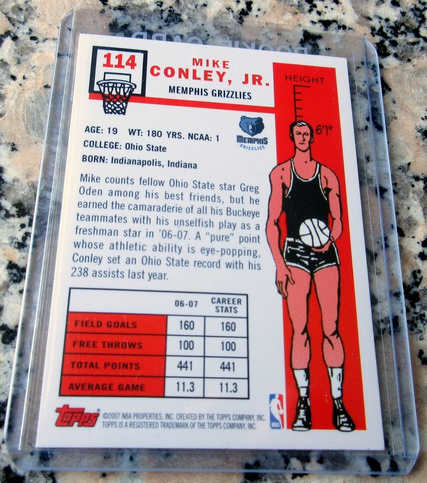 MIKE CONLEY JR. 2007 Topps #1 Draft Pick RETRO 1957 SP Rookie Card RC ...
