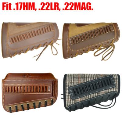 Rifle Leather Buttstock Ammo Holder For .22 Mag .17HM .22LR Cartridge ...