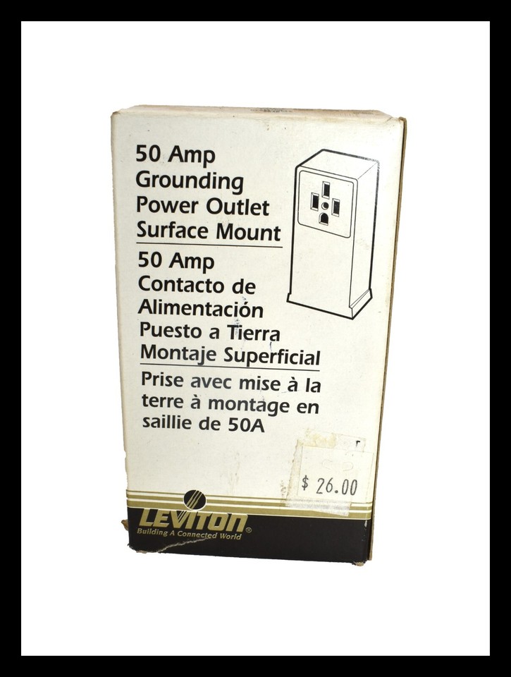 LEVITON 061-55050 3-Pole 4-Wire Groundin Outlet Mount Black 50A-125 ...