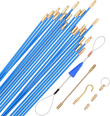 20-Feet Fiberglass Fish Tape Cable Rods, Electrical Wire Running Pull ...