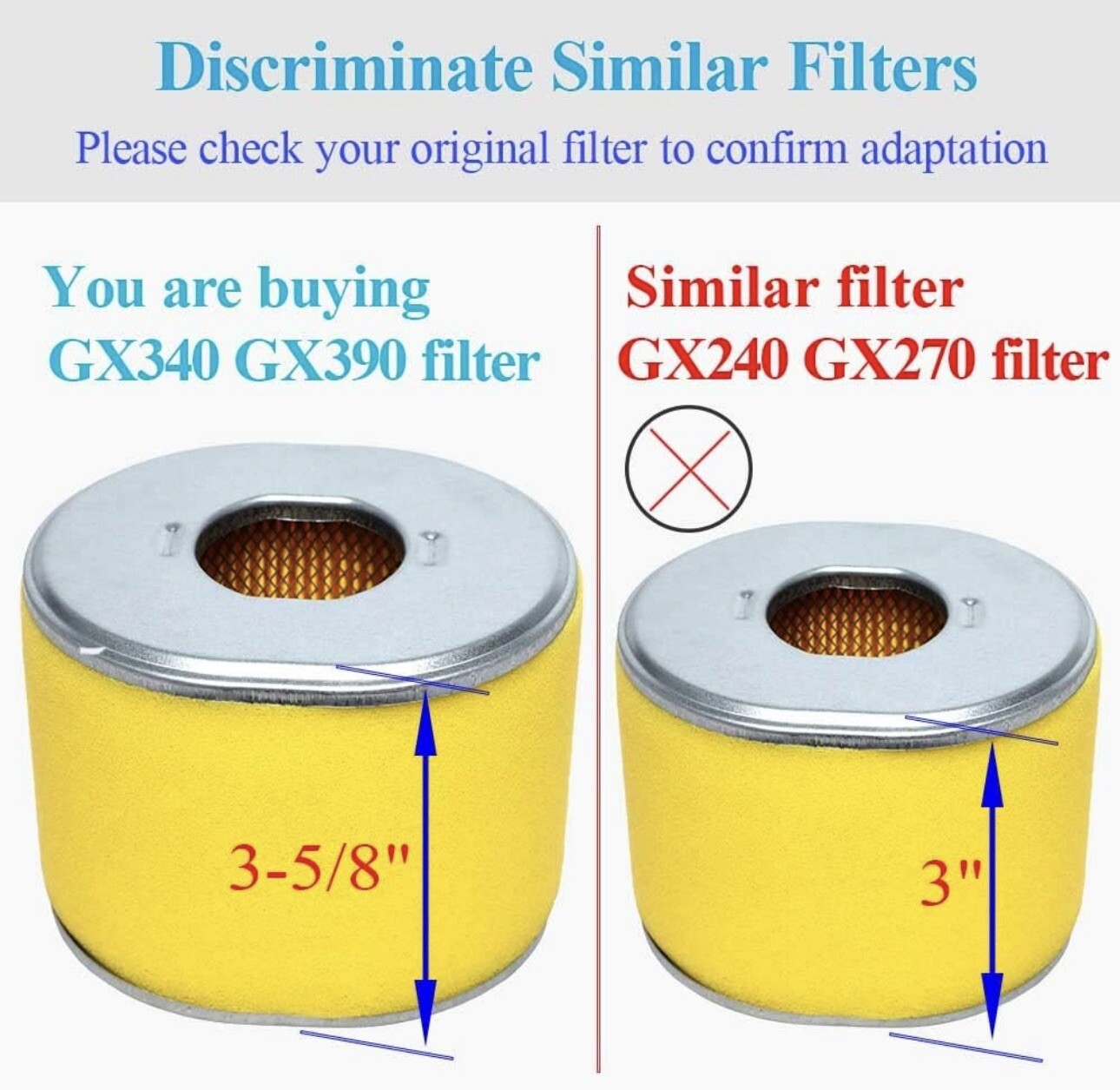 8PK Air Filter For Honda GX340 GX390 11HP 13HP 182F 188F 17210-ZE3-505 ...