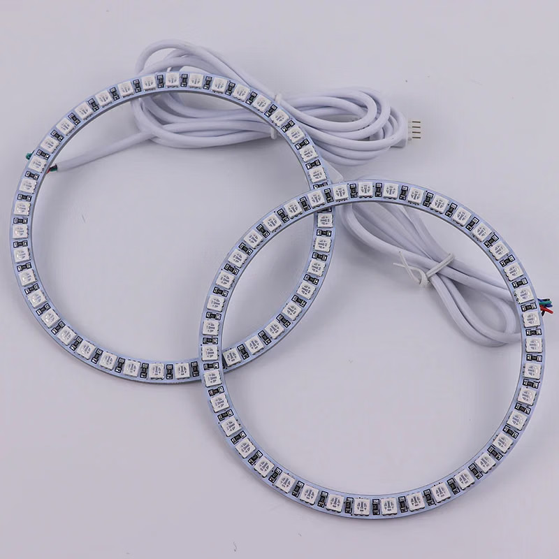 Color: Lavender - Excellent 2pc Rings Angel Eye car Headlight RGB 60/70 ...