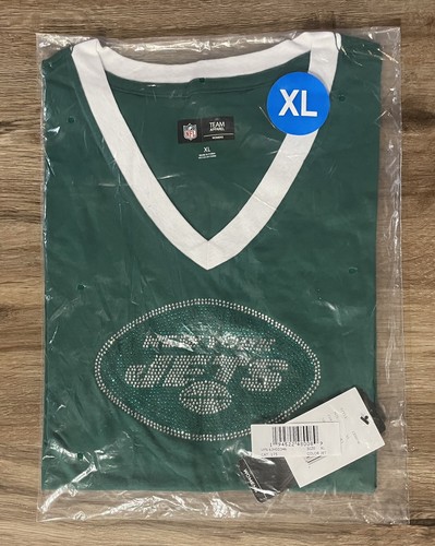 NEW Women's NFL Rhinestone Shirt, Sparkly Sequin V Neck, NY Jets, New ...
