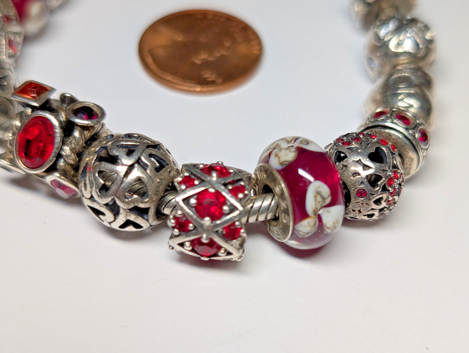 STERLING SILVER CHAMILIA CHARM BRACELET & CHARMS SIGNED CHAM 925 WITH ...