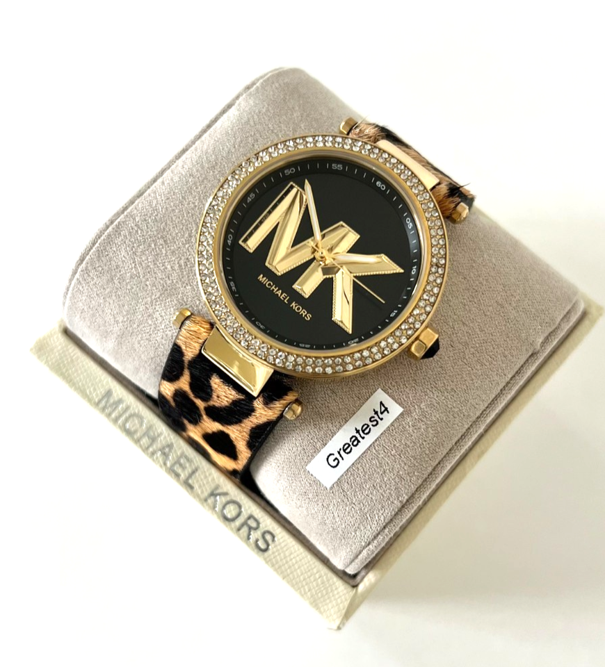 New Michael Kors Parker MK4723 Gold Case MK Logo Dial 39 MM Lady Quartz ...