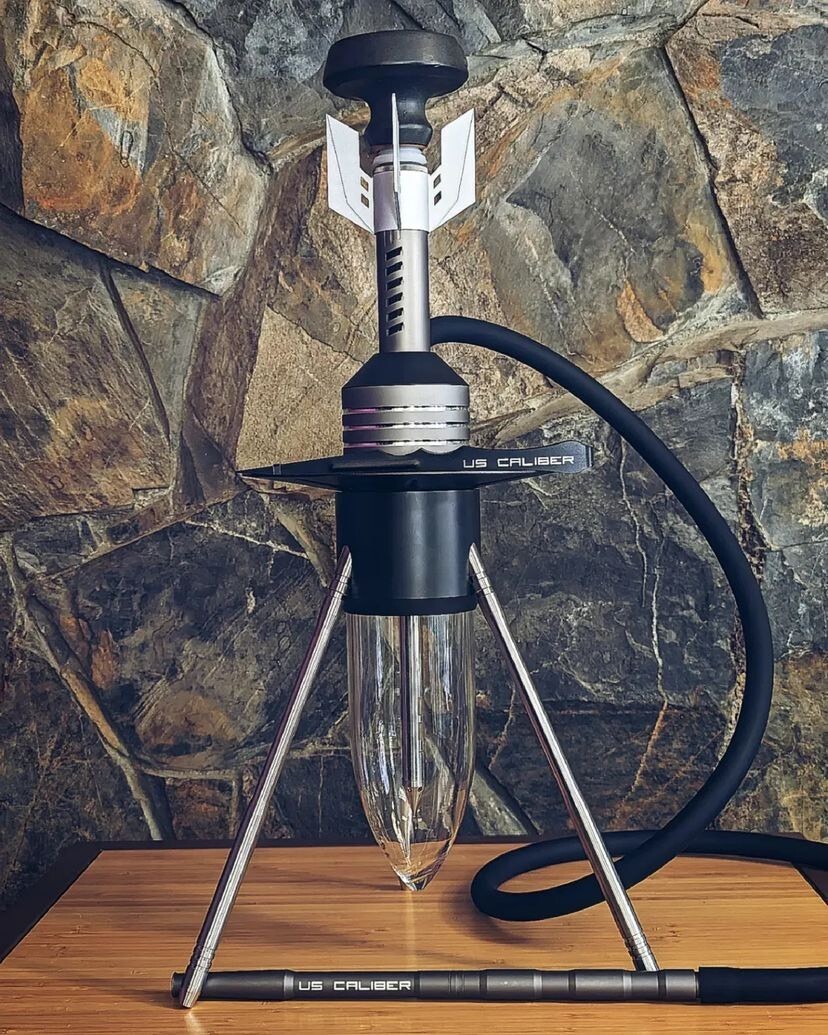 NEW GUNMETAL Caliber Hookah Glass Water Pipe 20.5" Tall Sturdy XB21 ...