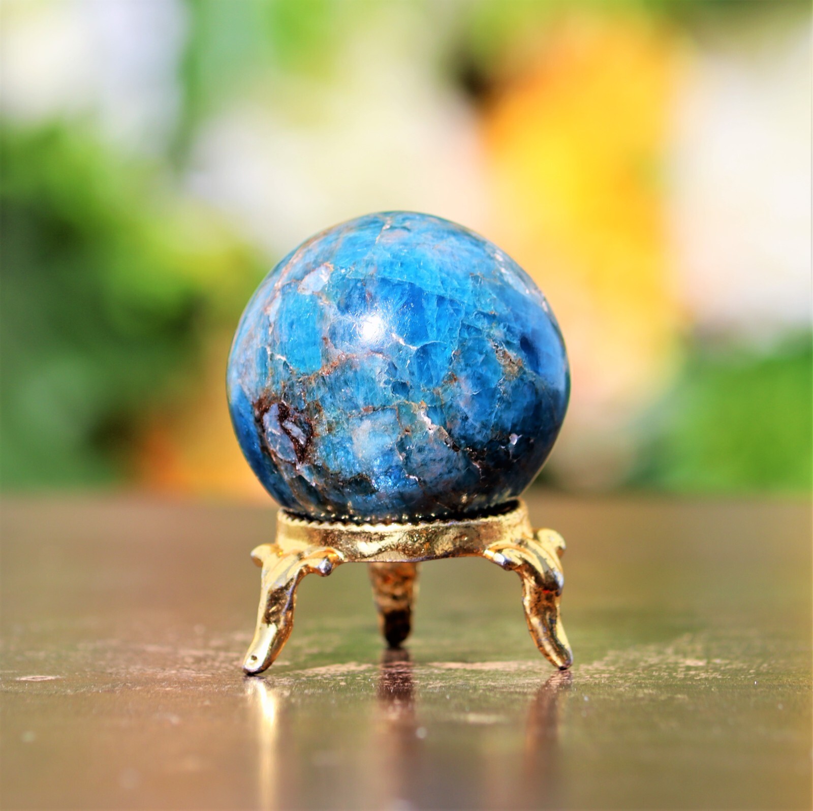 Mini 40MM Natural Blue Apatite Chakra Healing Power Metaphysical Sphere ...