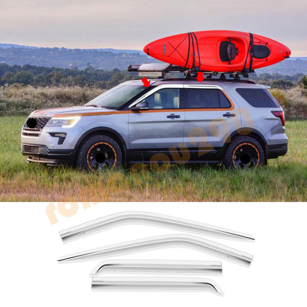 2014-2019 For Ford Explorer Chrome Window Visor Vent Shades Sun Rain ...