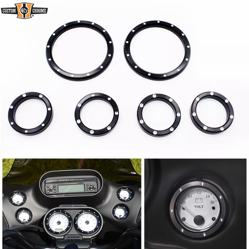 6PCS Black Speedometer Bezels Cover Fit For Harley Touring FLHT/X FLTR ...