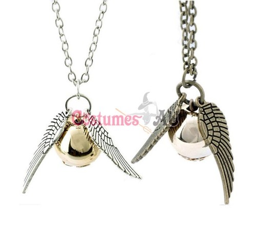 Harry Quidditch Wings Golden Snitch Pendant Necklace Gold Silver Wing ...