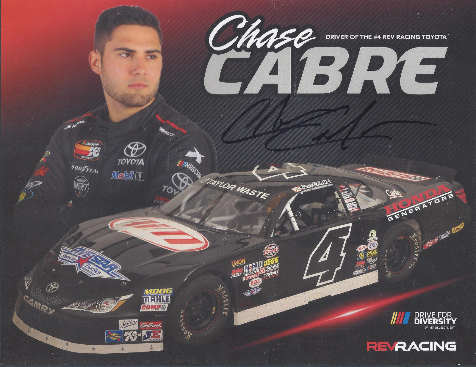 SIGNED 2018 CHASE CABRE "HONDA GENERATORS" #4 NASCAR WHELEN LATE MODEL ...
