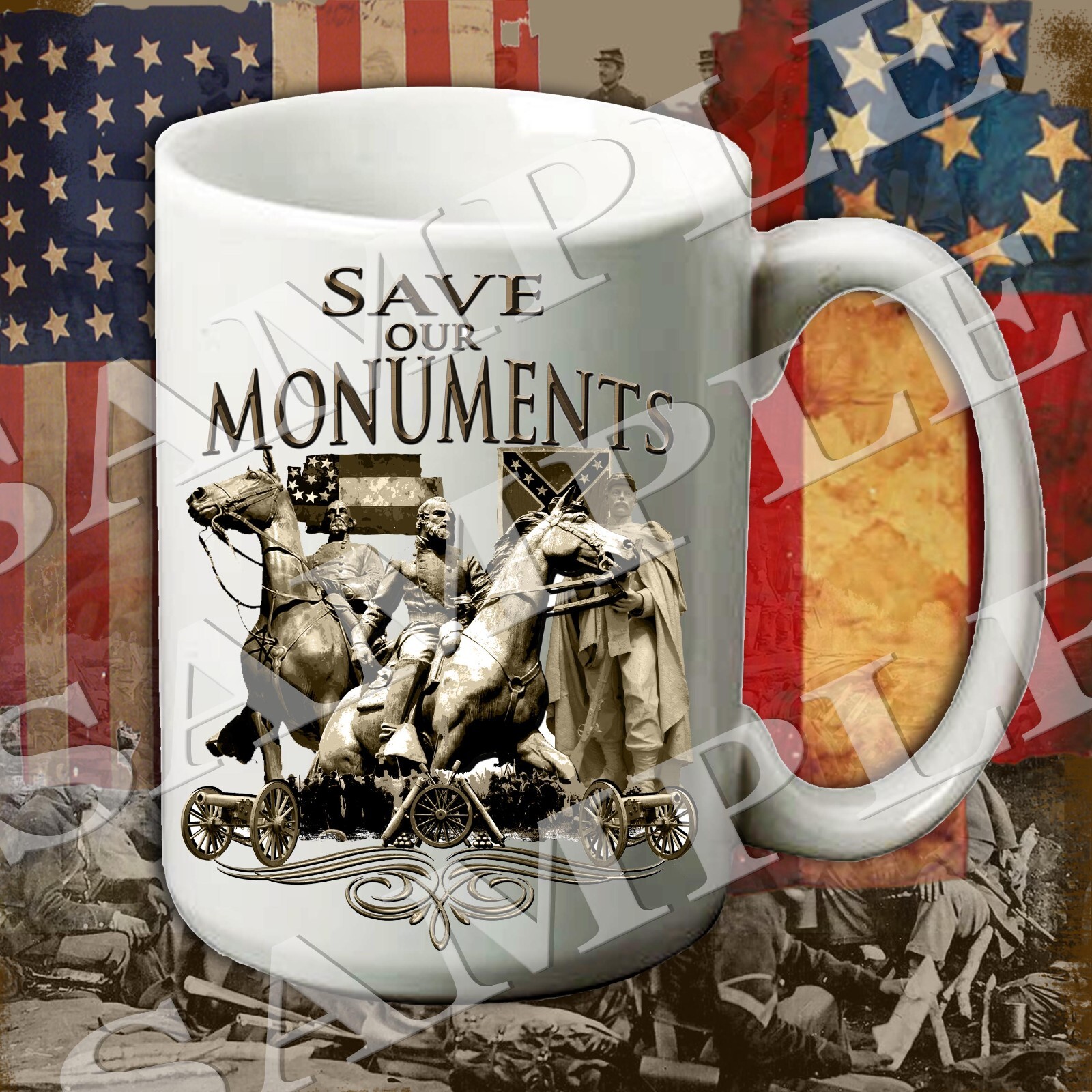 Save our Monuments American Civil War 15-ounce Civil War themed coffee ...